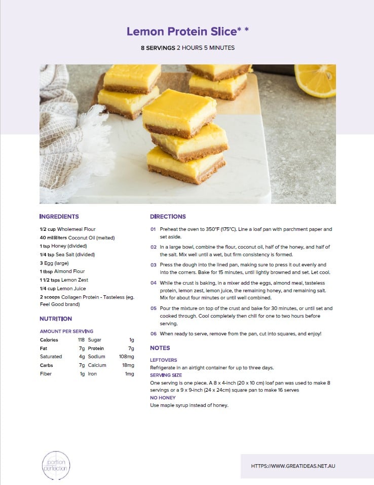 Lemon Protein Slice | Great Ideas in Nutrition
